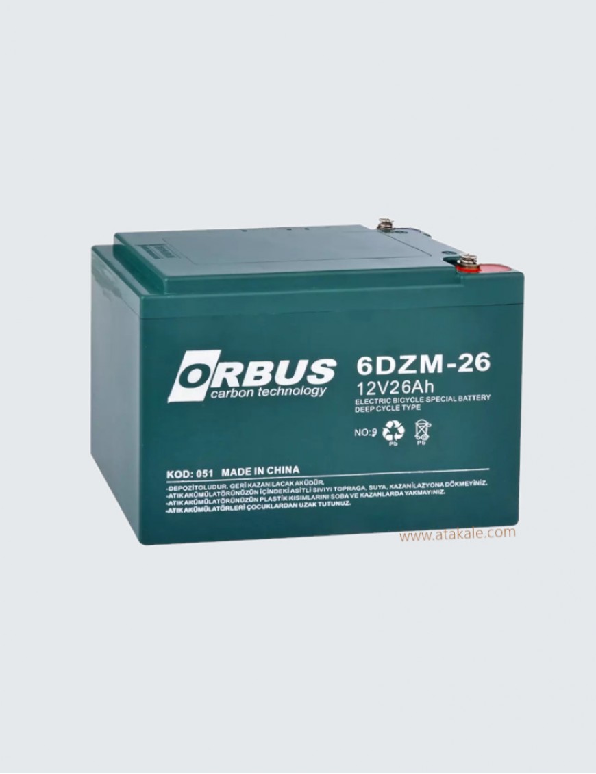 Orbus 12V 26Ah Elektrikli Bisiklet Aküsü 6-DZM-26-Jel Akü, 24amper ...